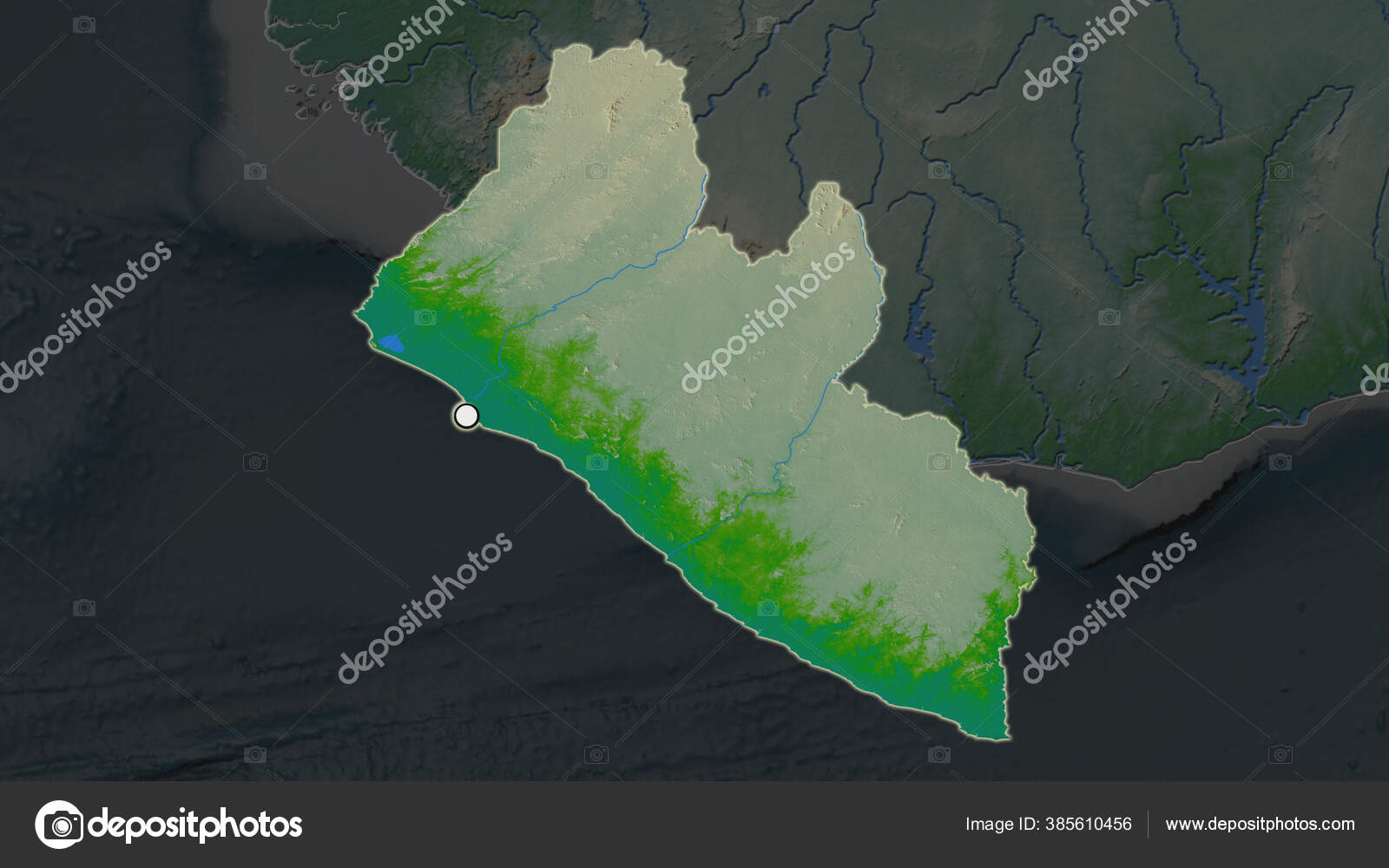 Highlighted Area Liberia Capital Point Desaturated Map Its ...