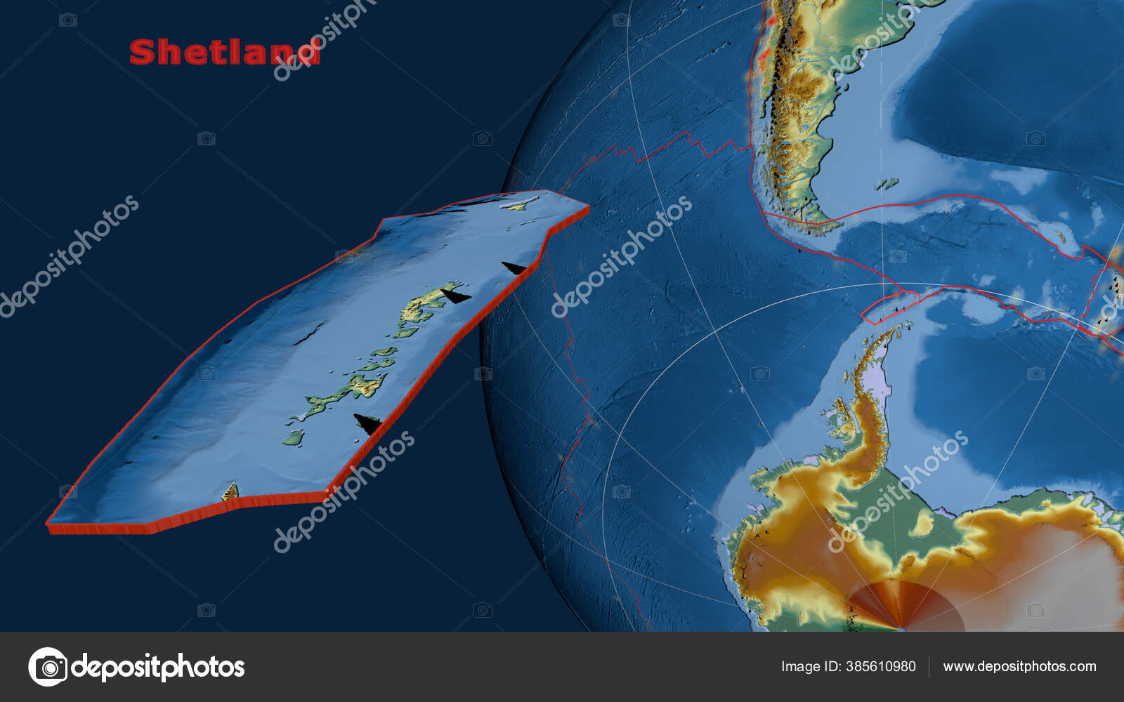 Shetland Tectonic Plate Described Extruded Presented Globe Topographic ...