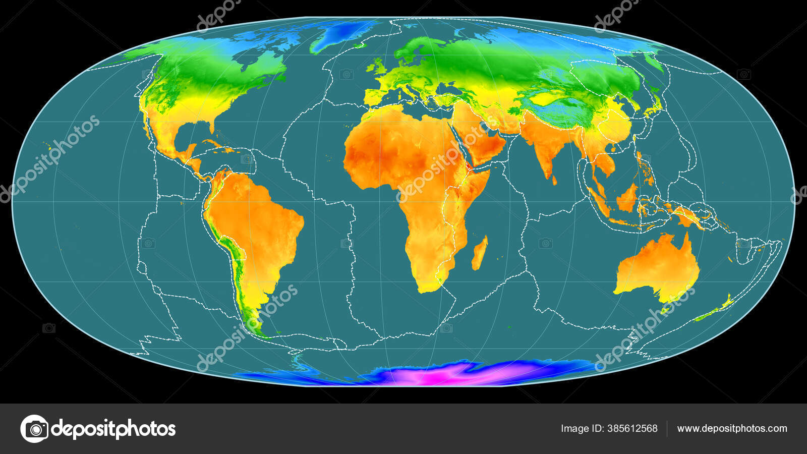 World Map Mcbryde Thomas Projection Centered East Longitude Mean Annual ...