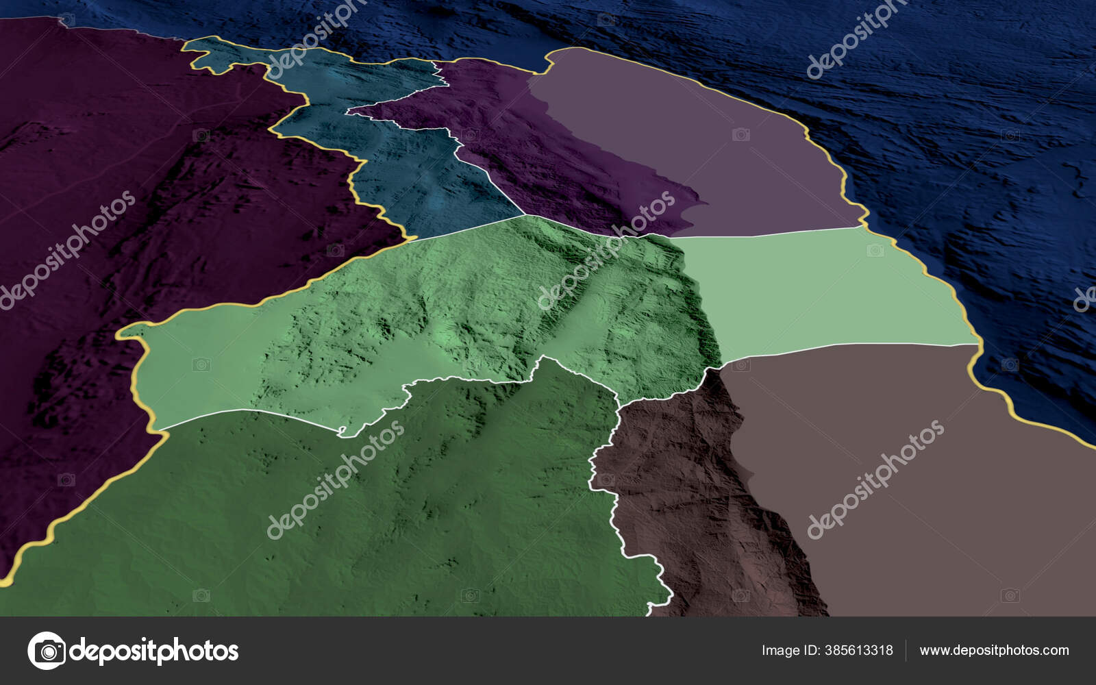 Rumphi District Malawi Zoomed Highlighted Colored Bumped Map ...