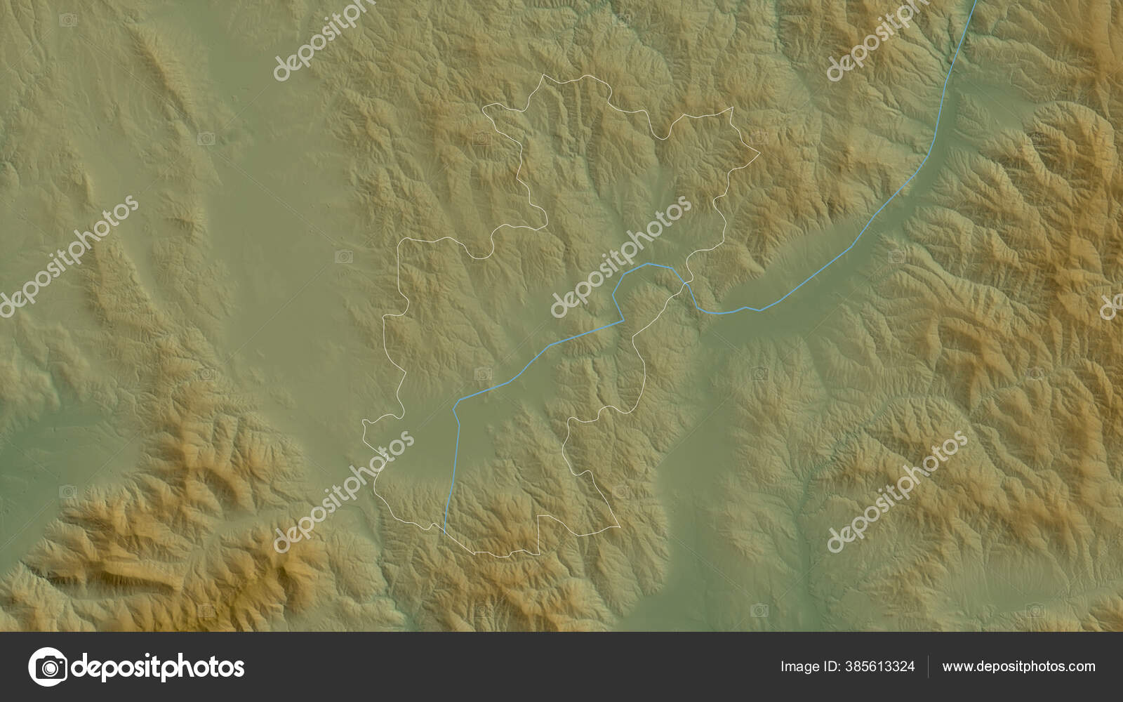 Gnjilane District Kosovo Colored Shader Data Lakes Rivers Shape ...