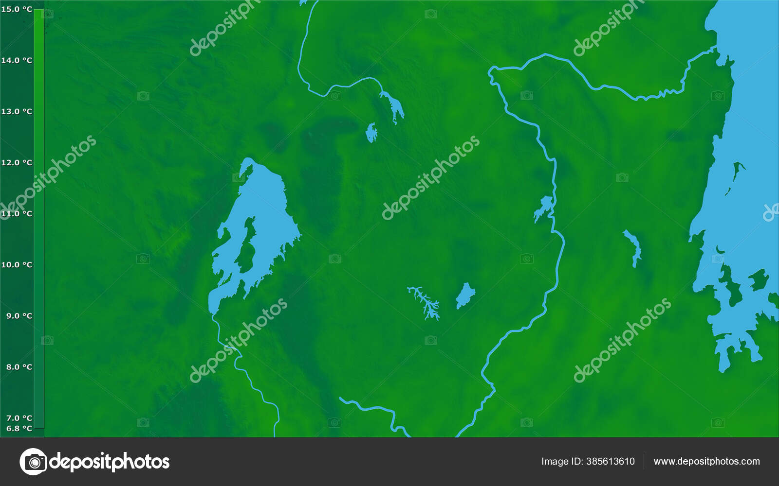 Mean Annual Temperature Variation Rwanda Area Stereographic Projection ...