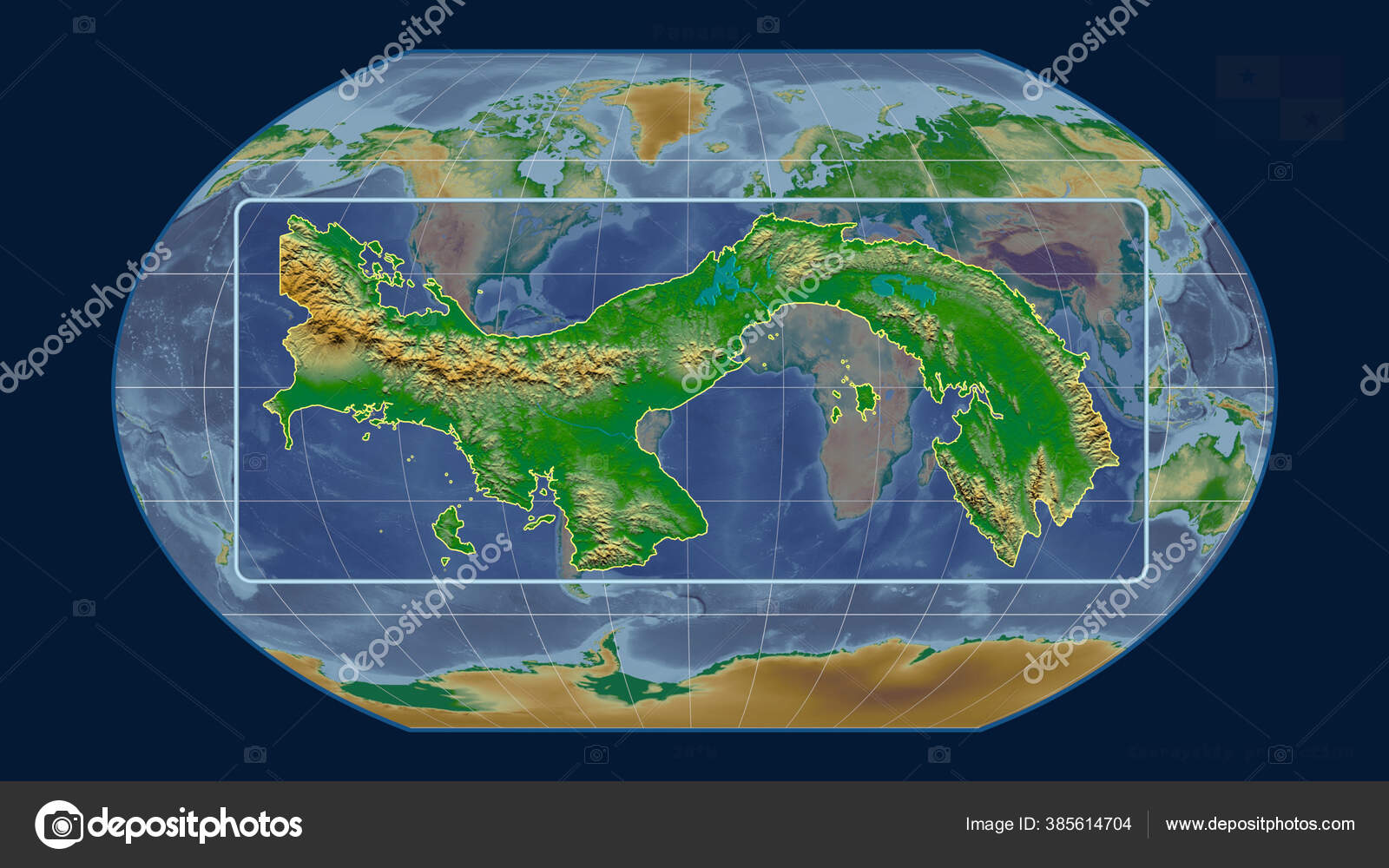 Zoomed View Panama Outline Perspective Lines Global Map Kavrayskiy ...