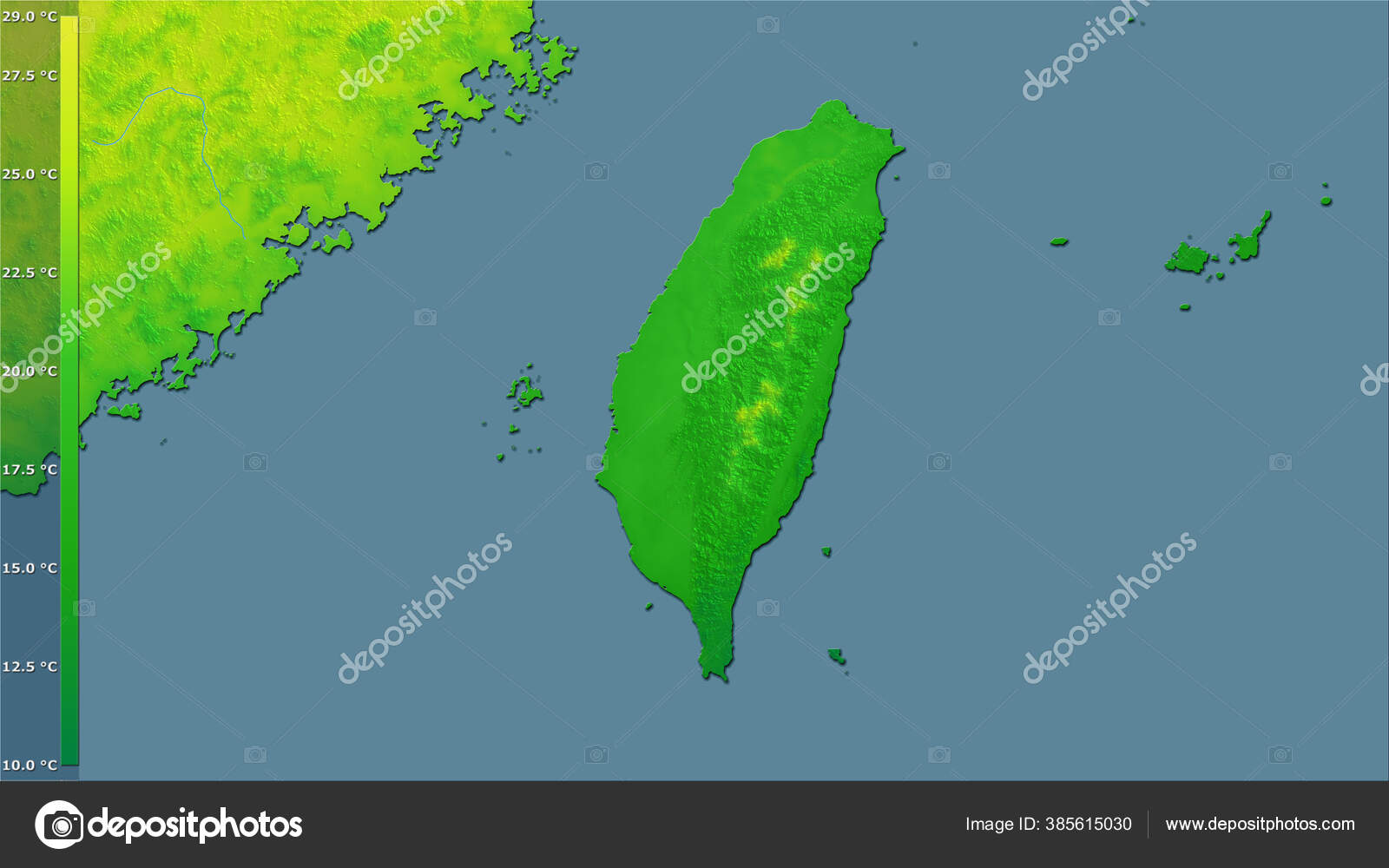 Mean Annual Temperature Variation Taiwan Area Stereographic Projection ...