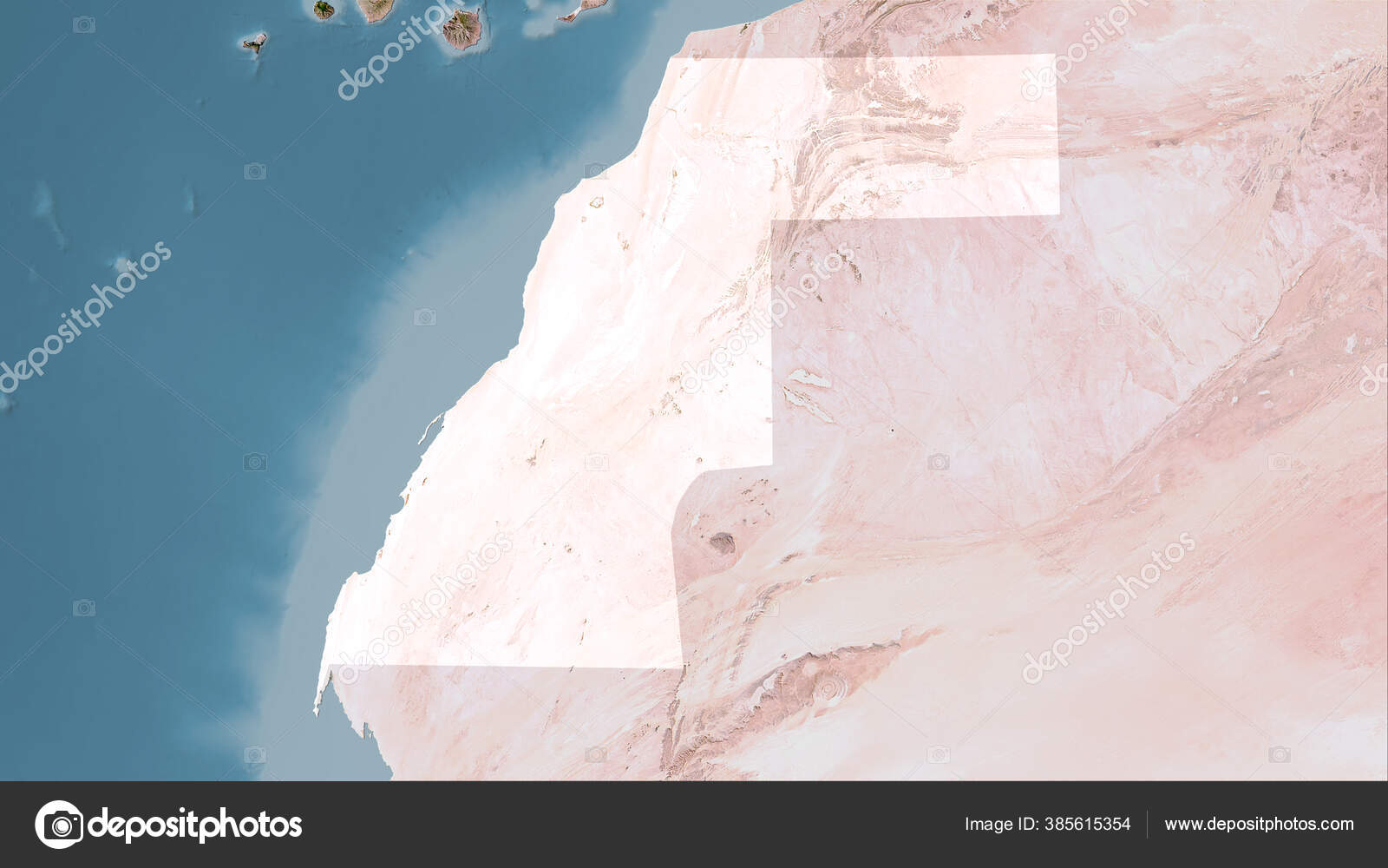 Western Sahara Area Satellite Map Stereographic Projection Raw ...