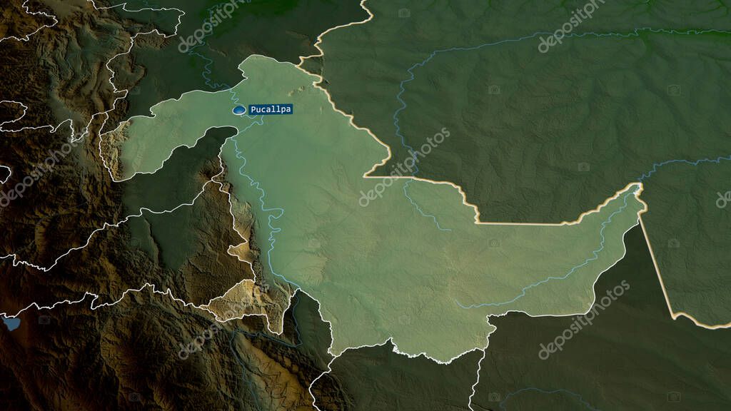 Ucayali - región de Perú ampliada y destacada con capital ...