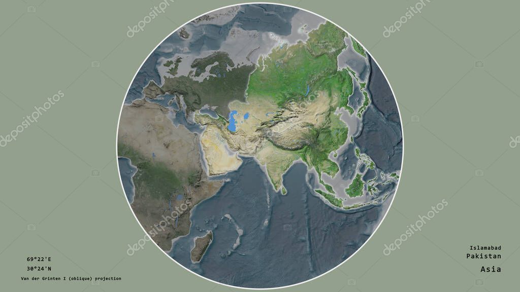 El área de Pakistán se centró en el círculo que rodea su continente en ...