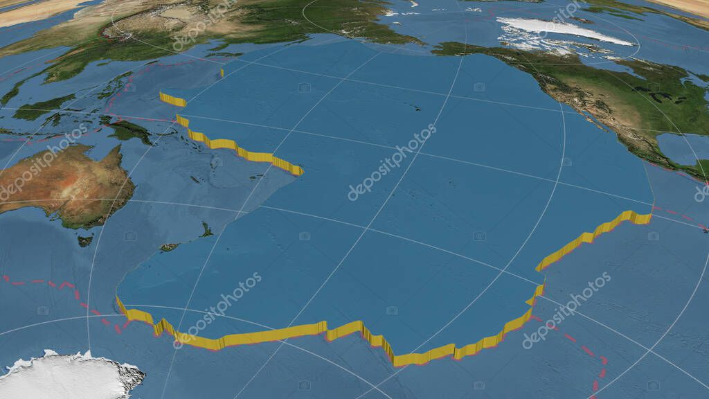Placa tectónica del Pacífico agrandada, extruida y girada hacia el lado ...