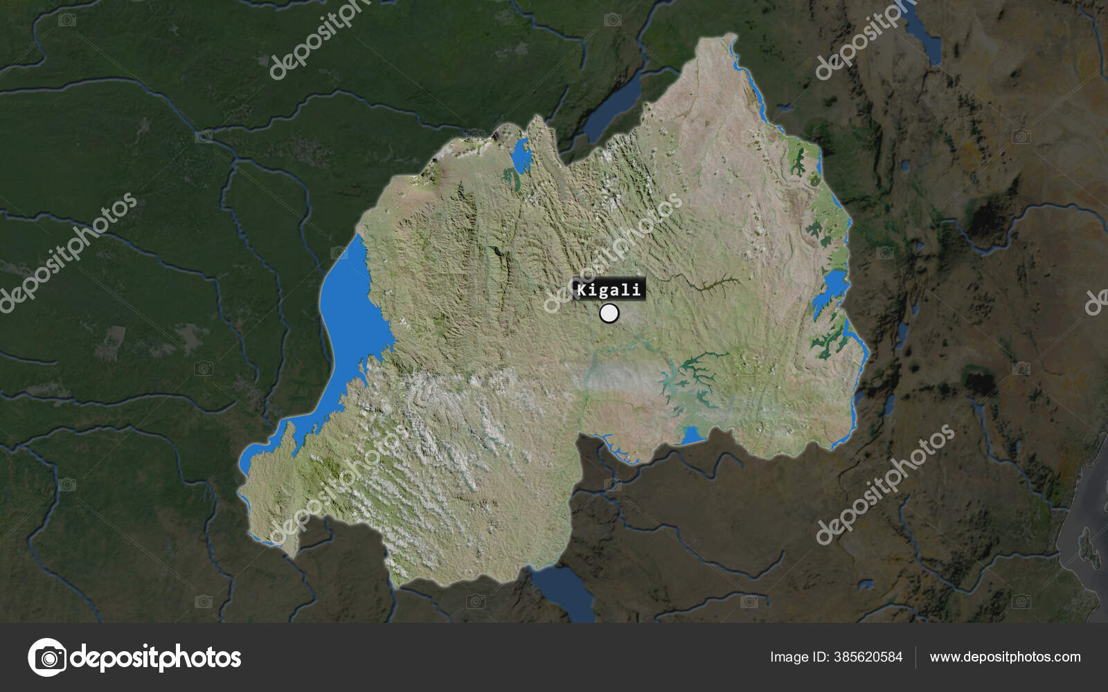 Highlighted Area Rwanda Capital Point Label Desaturated Map Its ...