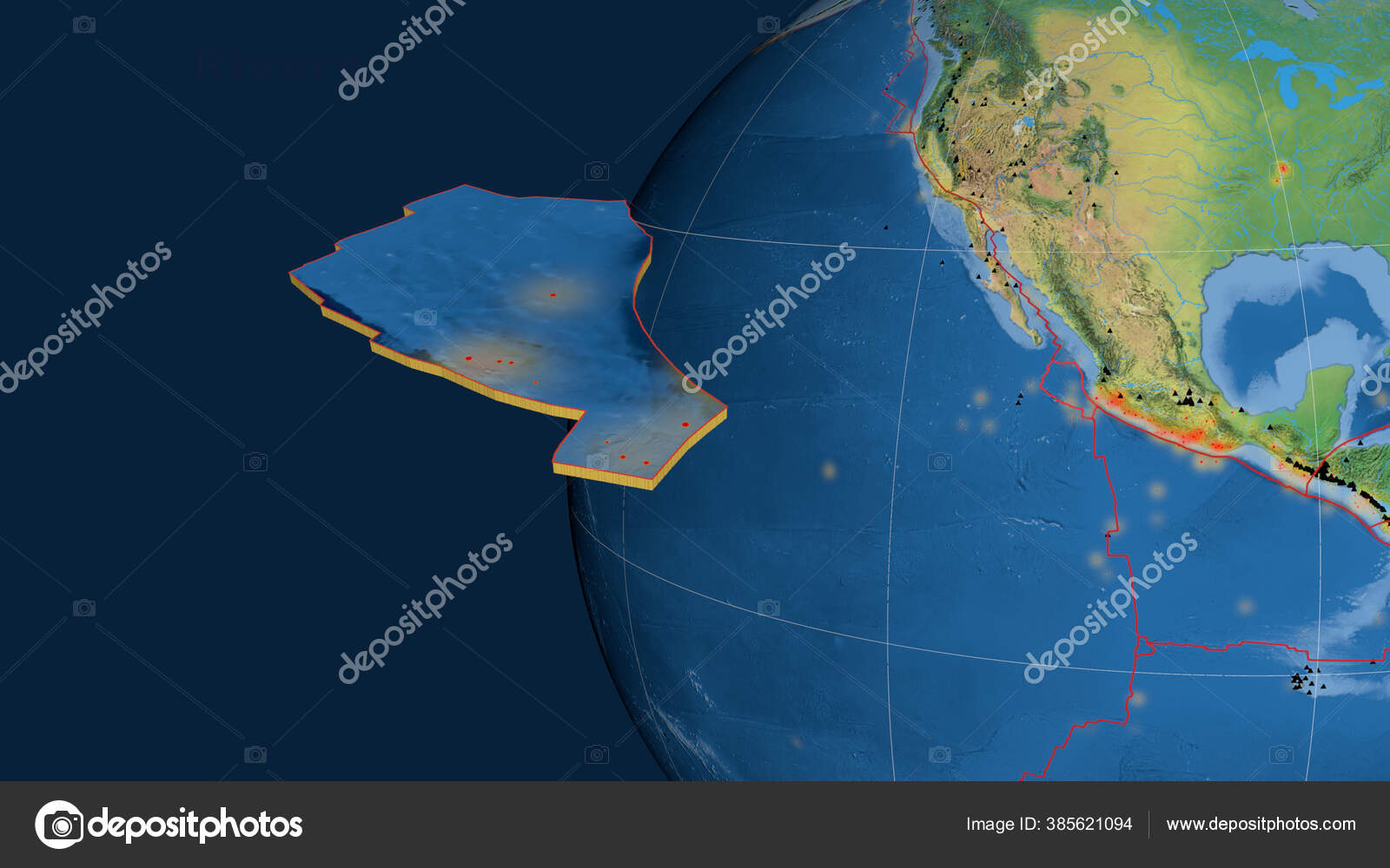 Rivera Tectonic Plate Extruded Presented Globe Natural Earth ...