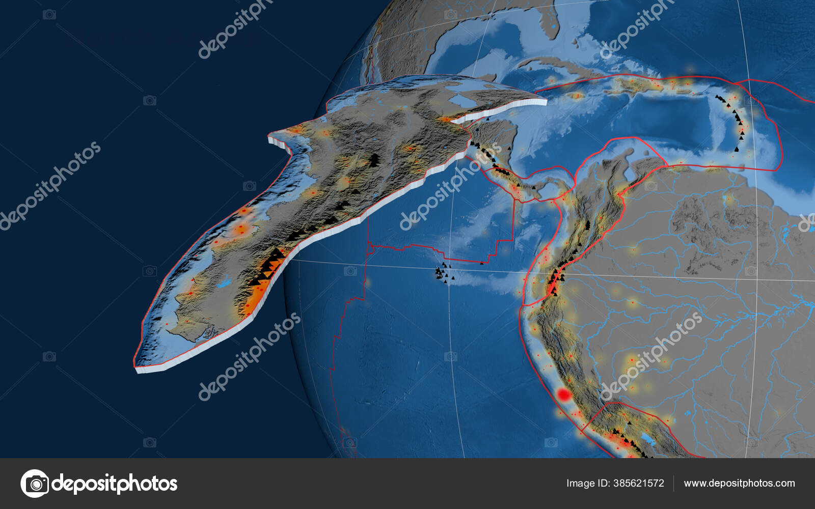 North Andes Tectonic Plate Extruded Presented Globe Topography ...