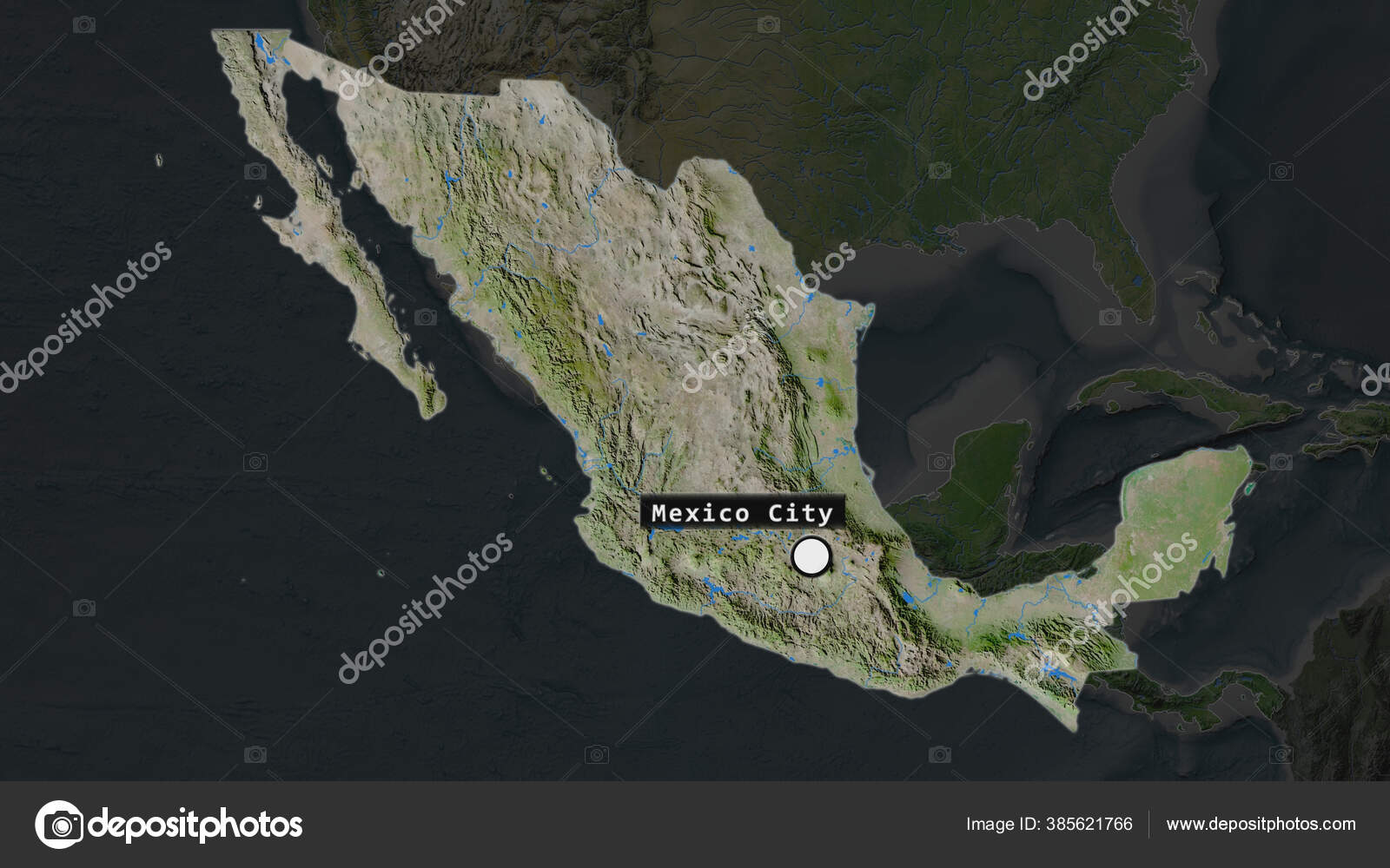 Highlighted Area Mexico Capital Point Label Desaturated Map Its ...
