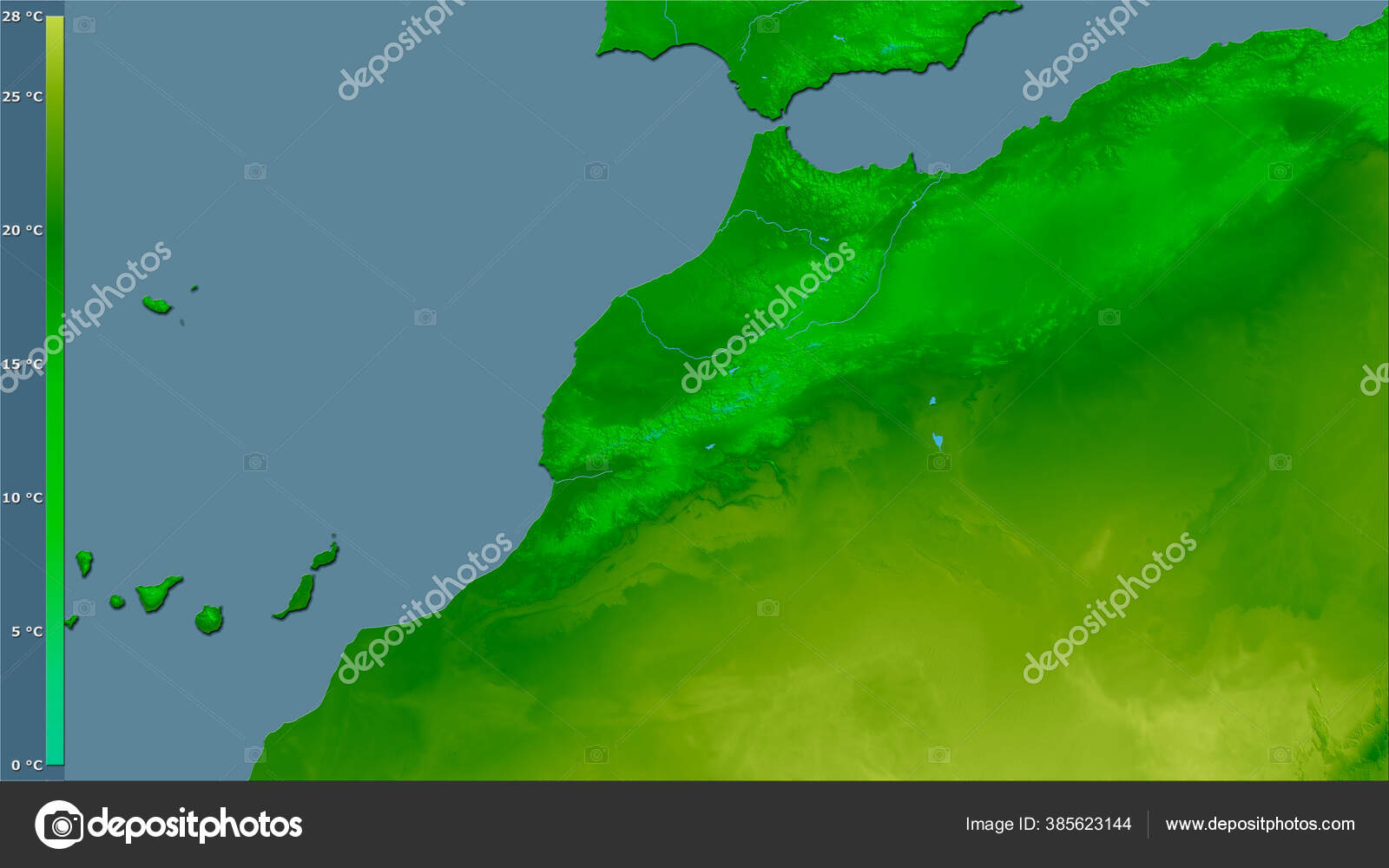 Annual Mean Temperature Morocco Area Stereographic Projection Legend ...