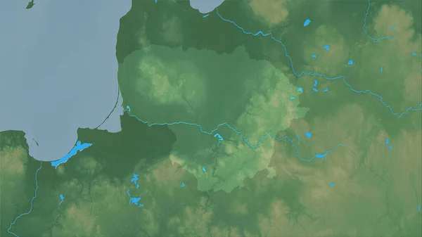 Lithuania Close Perspective Country Outline Topographic Relief Map ...