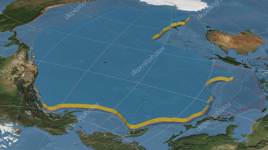 Placa tectónica del Pacífico agrandada, extruida y girada hacia el lado ...