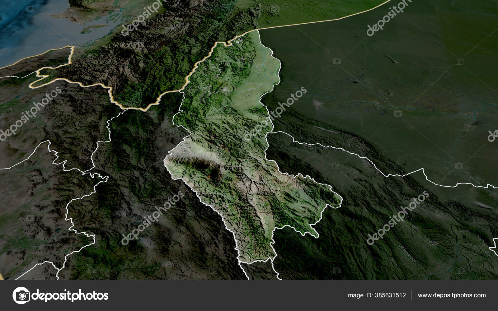 Amazonas Region Peru Zoomed Highlighted Satellite Imagery Rendering ...