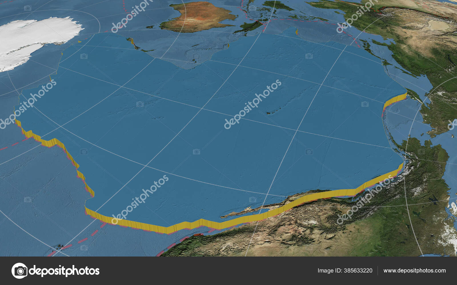 Placa Tectónica Del Pacífico Agrandada Extruida Girada Hacia Lado Norte ...