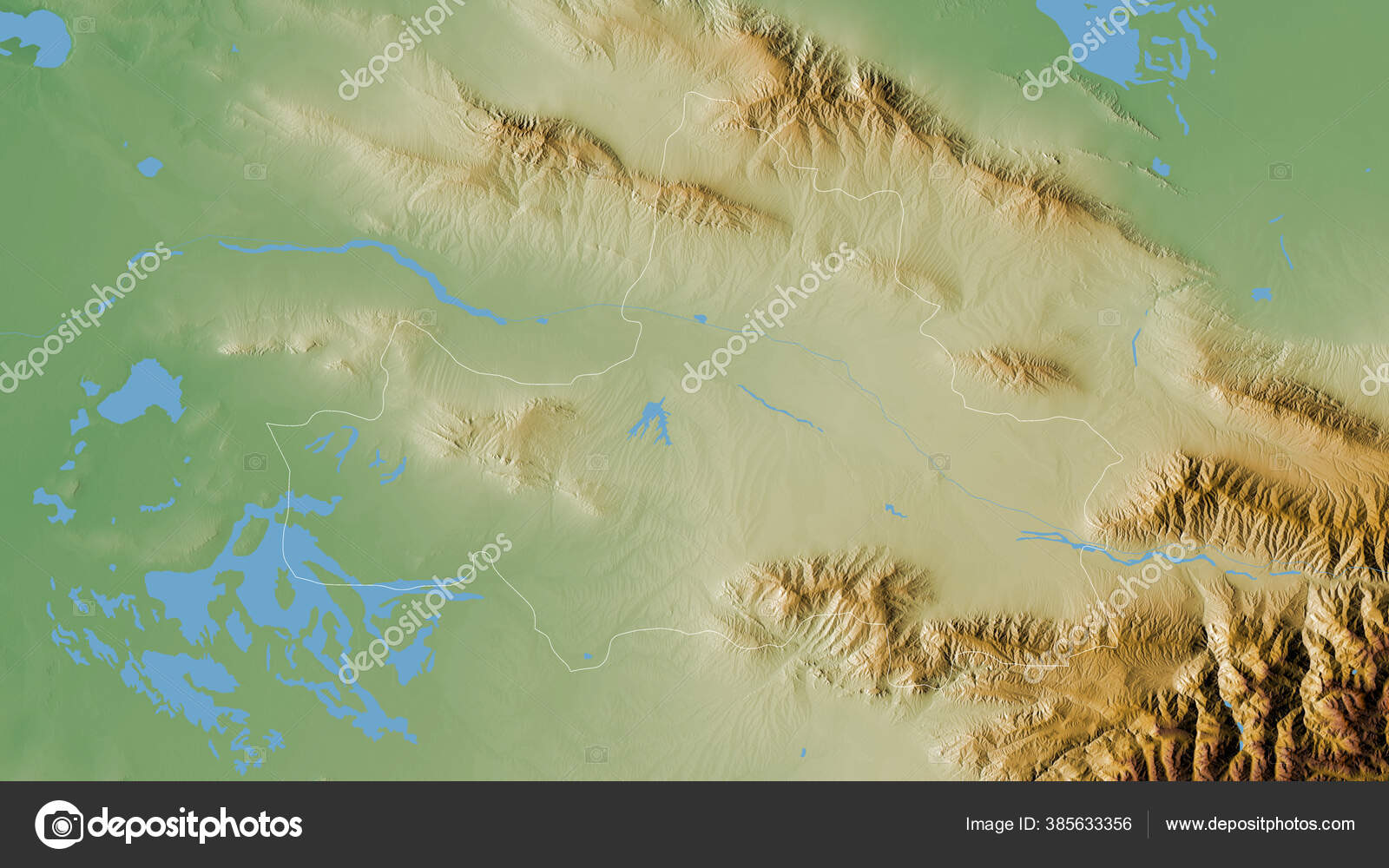 Samarkand Region Uzbekistan Colored Shader Data Lakes Rivers Shape ...