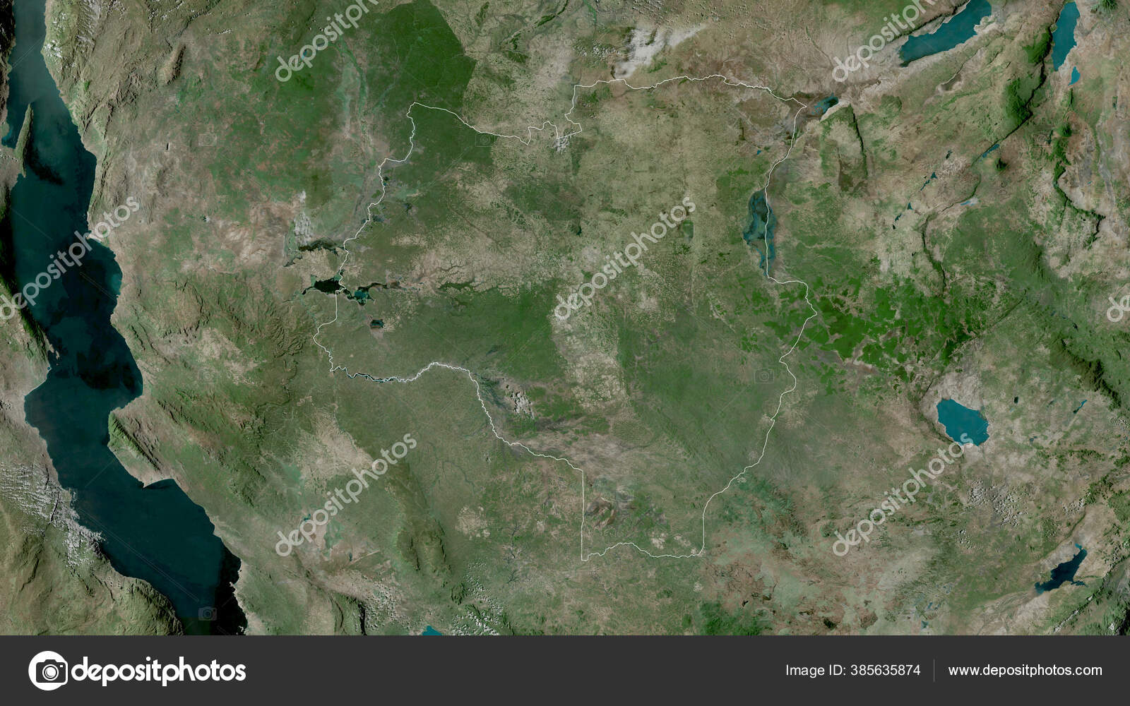 Tabora Region Tanzania Satellite Imagery Shape Outlined Its Country ...