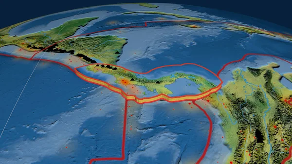 Caribbean Tectonic Plate Extruded Globe Color Physical Map Rendering ...