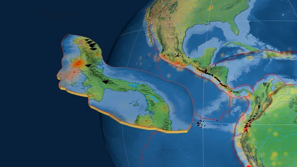 Caribbean Tectonic Plate Described Extruded Presented Globe Topography ...