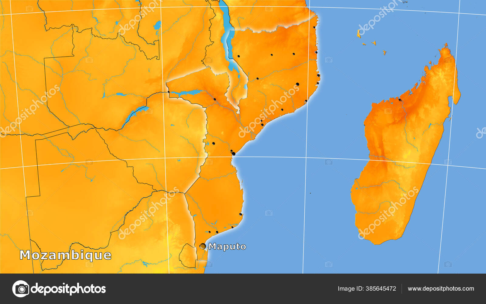 Mozambique Area Annual Temperature Map Stereographic Projection Main ...