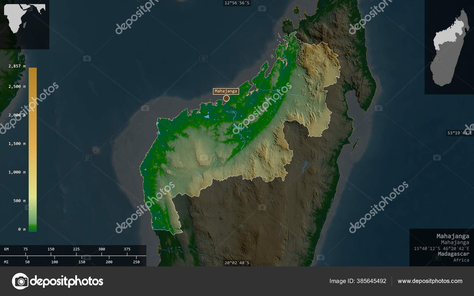 Mahajanga Autonomous Province Madagascar Colored Shader Data Lakes ...