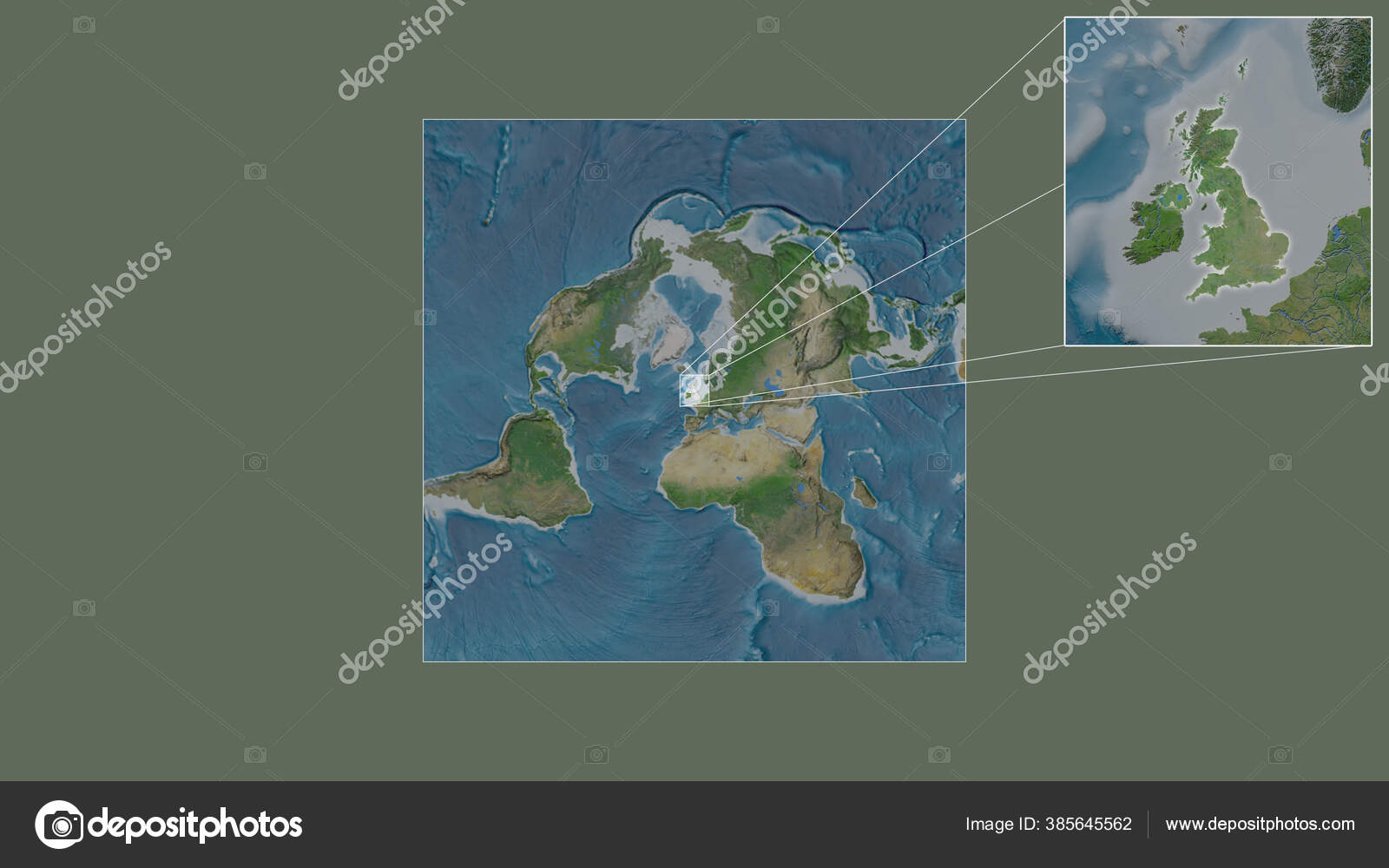 Expanded Enlarged Area United Kingdom Extracted Large Scale Map World ...