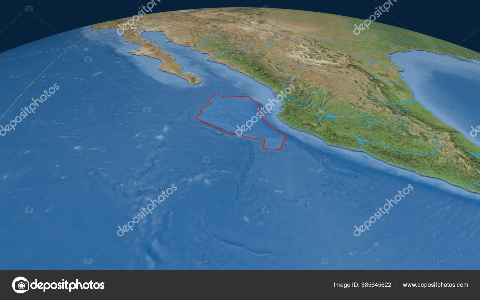 Rivera Tectonic Plate Outlined Globe Satellite Imagery Rendering Stock ...