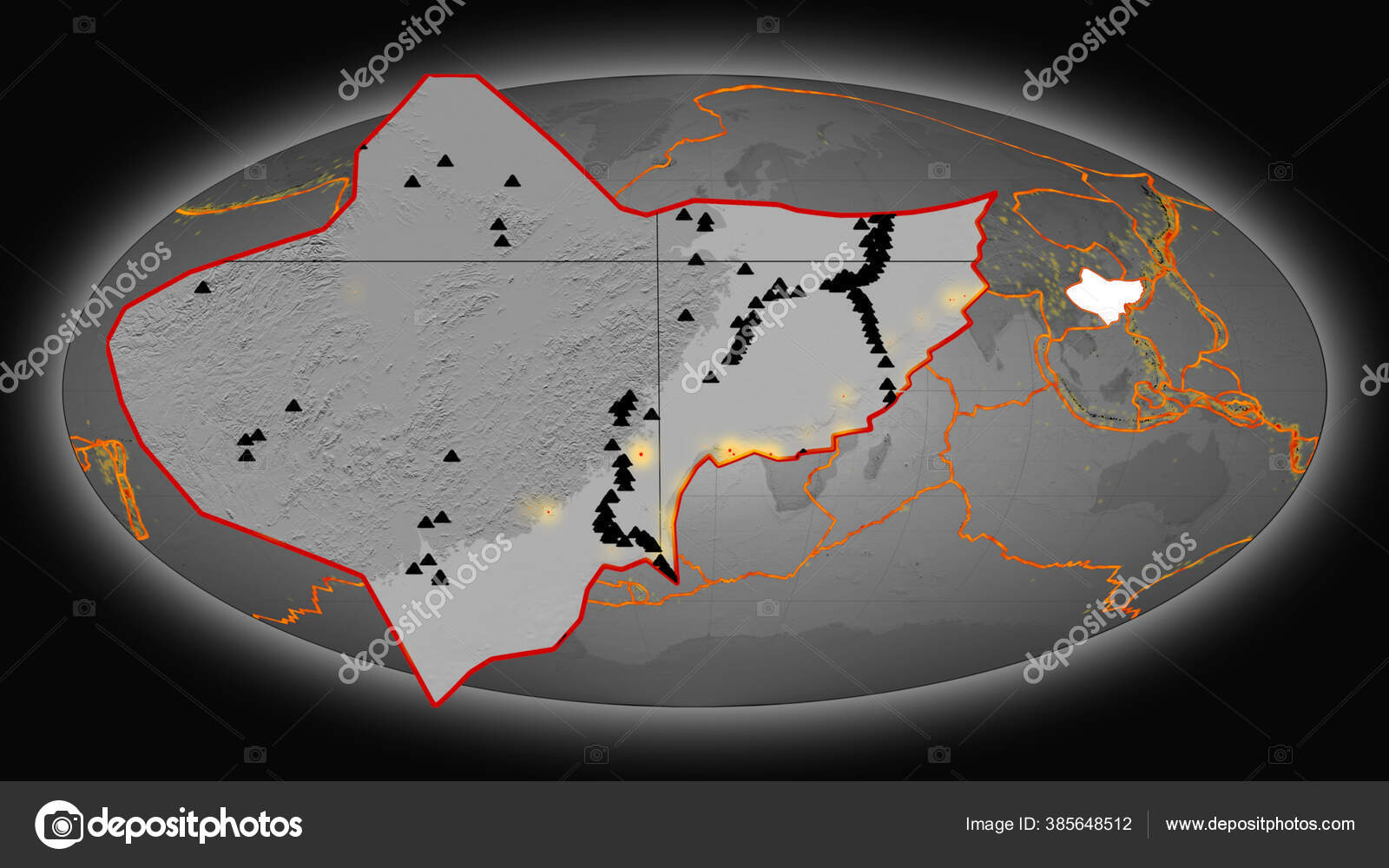 Yangtze Tectonic Plate Extruded Presented Global Grayscale Elevation ...
