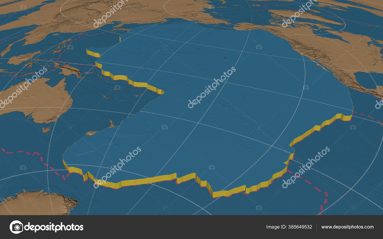 Pacific Tectonic Plate Enlarged Extruded Rotated East Side Global ...