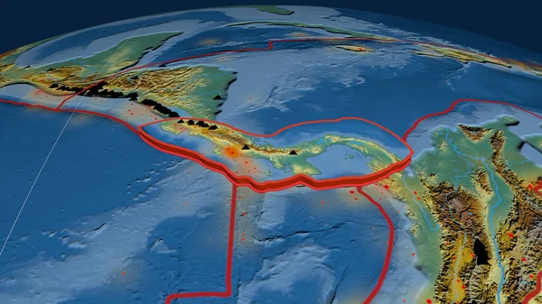 Caribbean Tectonic Plate Outlined Globe Topography Bathymetry Colored ...
