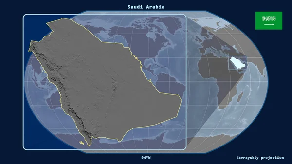 Zoomed-in view of Saudi Arabia outline with perspective lines against a ...
