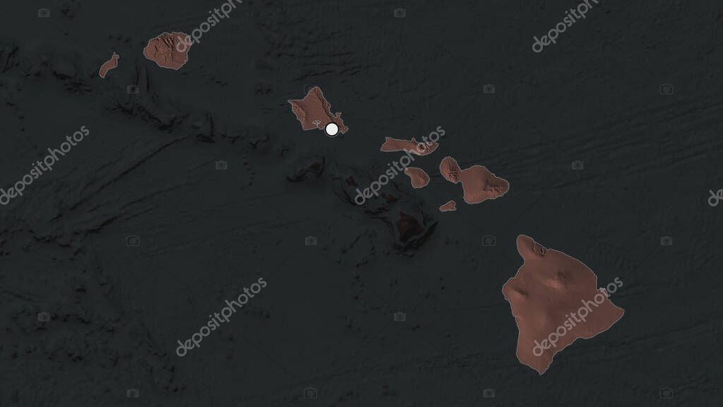 El área destacada de Estados Unidos Hawái con el punto capital en el ...