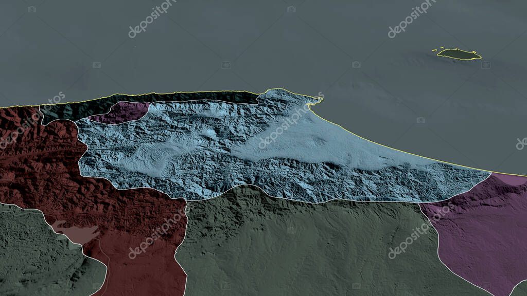 Miranda - estado de Venezuela se acercó y destacó. Mapa coloreado y ...