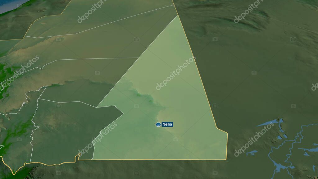 Hodh ech Chargui - región de Mauritania zoomed y destacó con capital ...