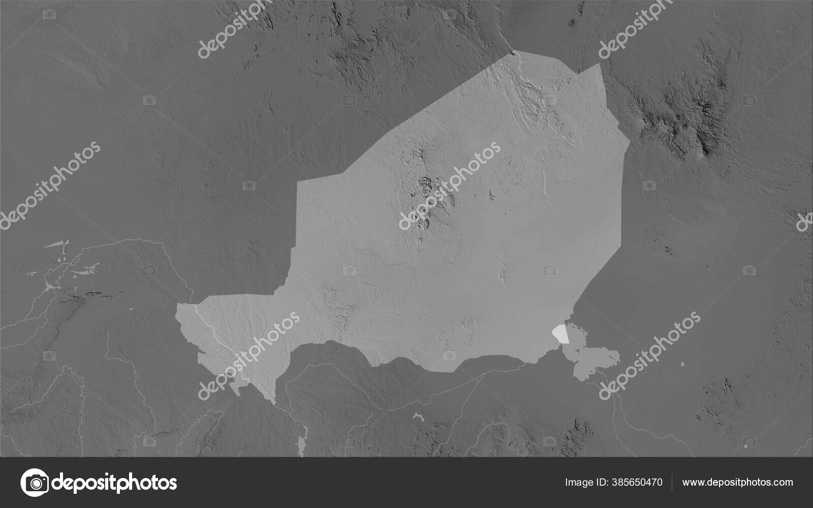 Niger Area Grayscale Elevation Map Stereographic Projection Raw ...