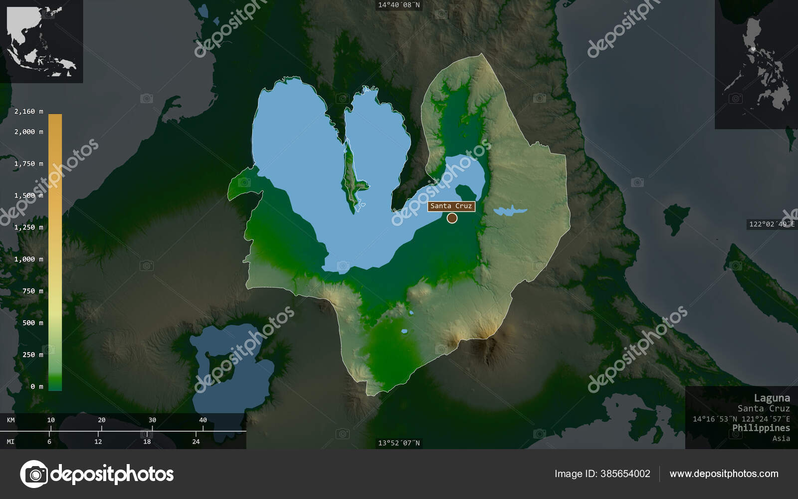 Laguna Province Philippines Colored Shader Data Lakes Rivers Shape ...