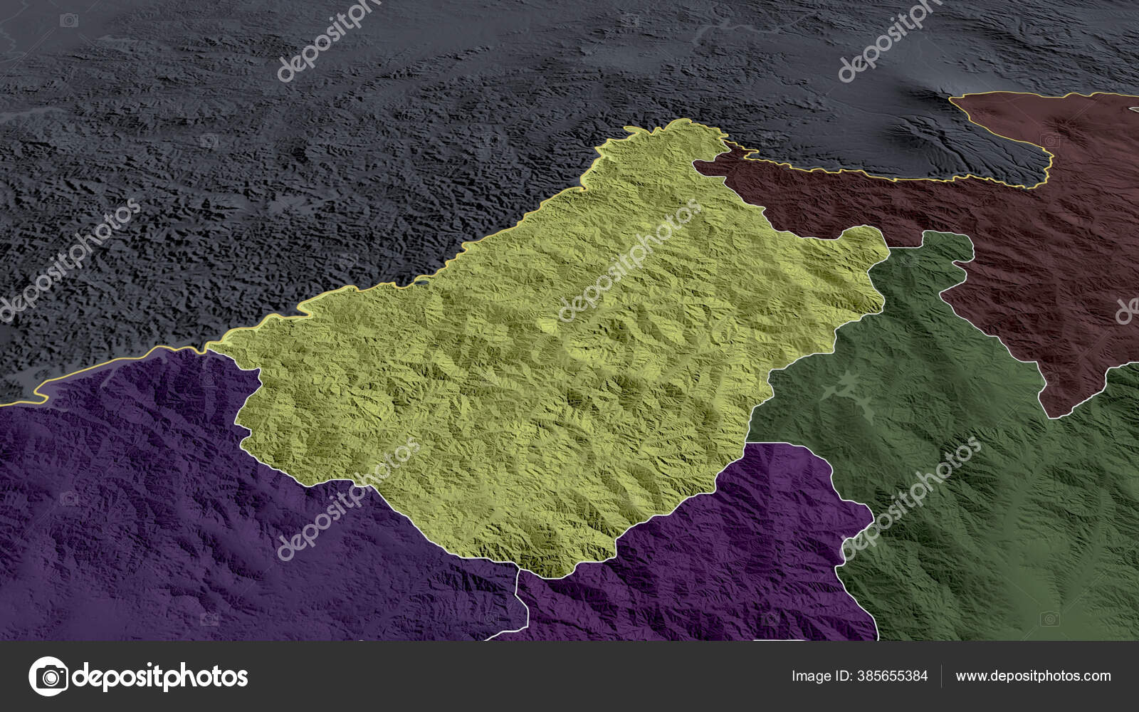 Chagang Provincia Corea Del Norte Acercó Destacó Mapa Coloreado Tocado ...