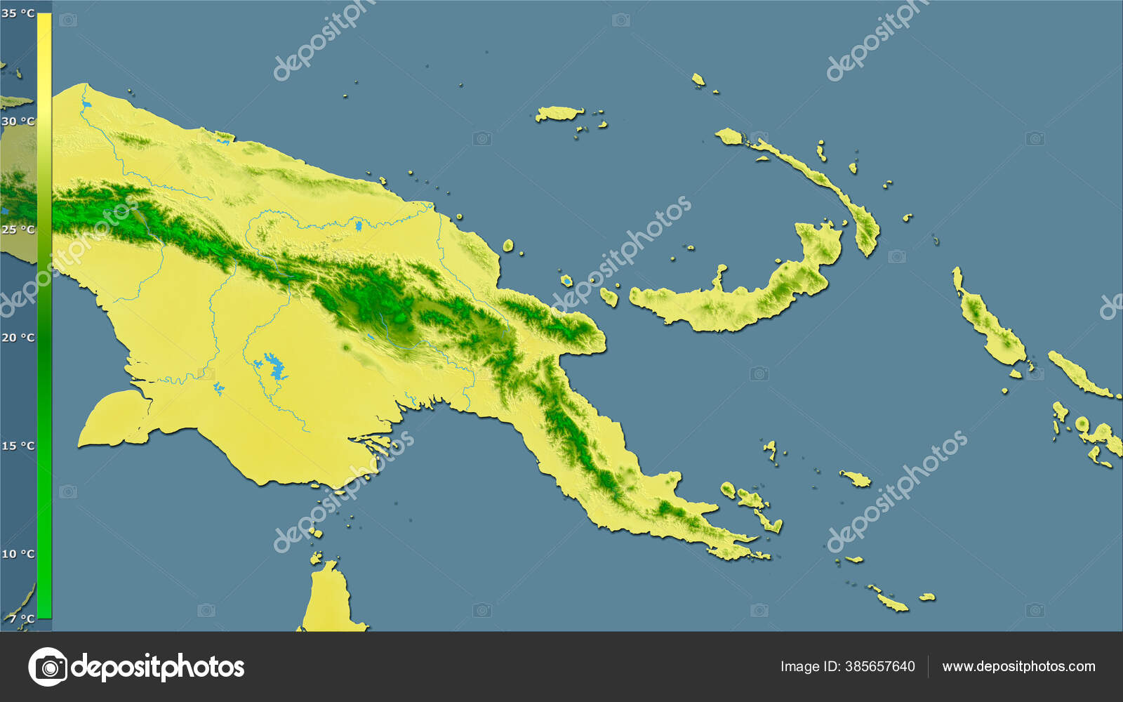 Maximum Temperature Warmest Month Papua New Guinea Area Stereographic ...