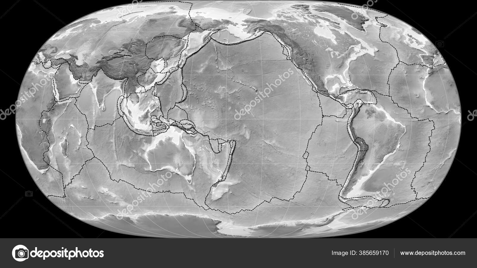 World Elevation Map Grayscale