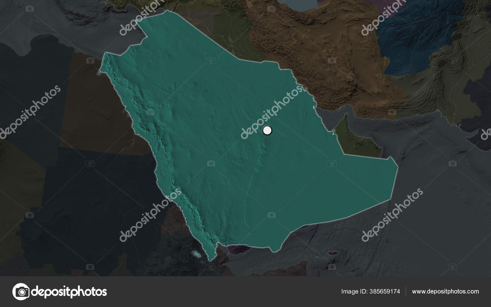 Highlighted Area Saudi Arabia Capital Point Desaturated Map Its ...
