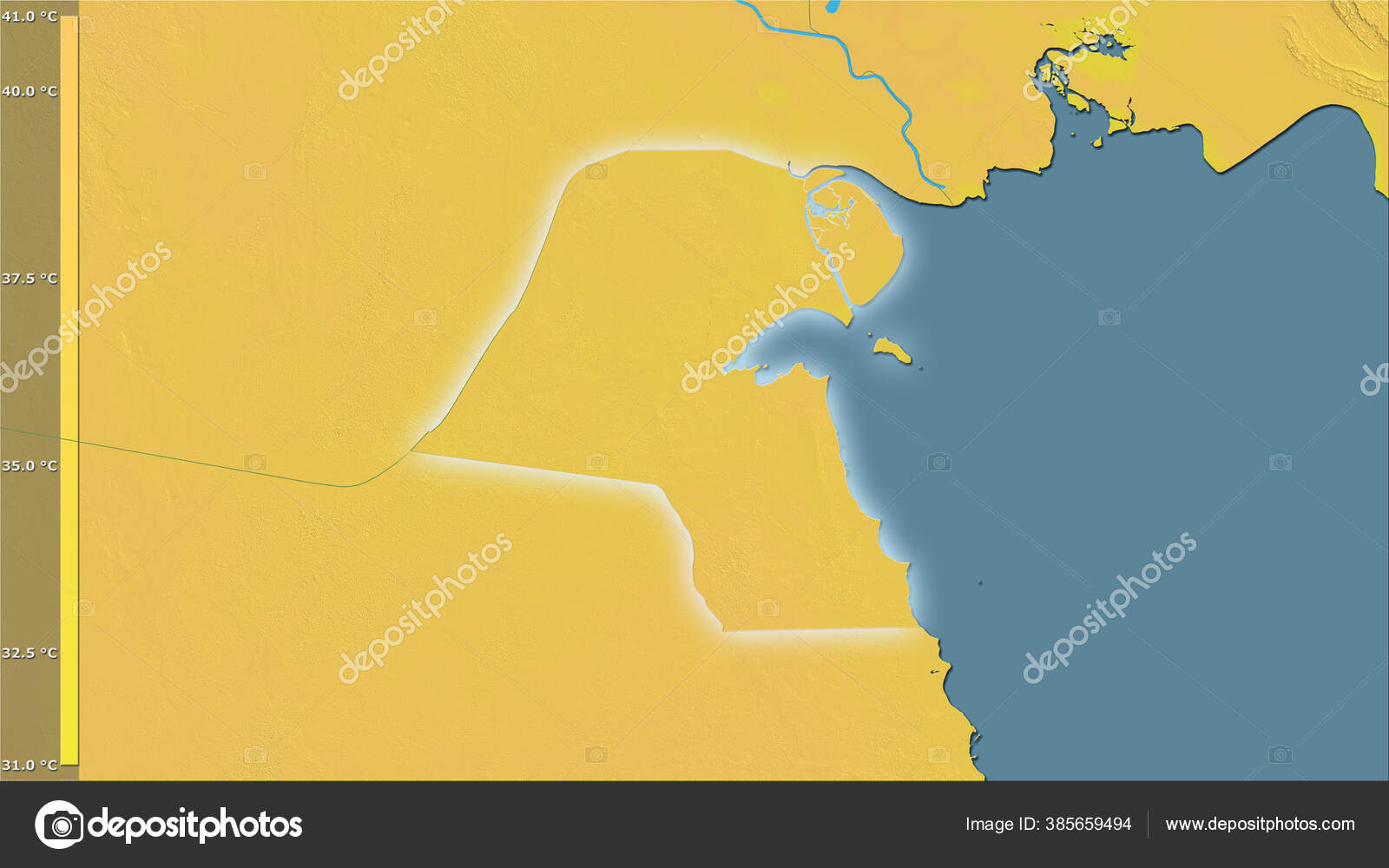 Mean Annual Temperature Variation Kuwait Area Stereographic Projection ...