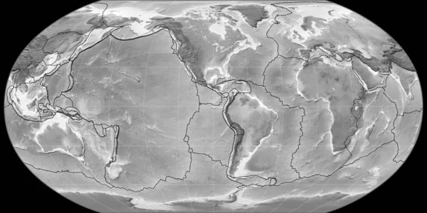 World Map Goode Continents Projection Centered East Longitude Grayscale ...