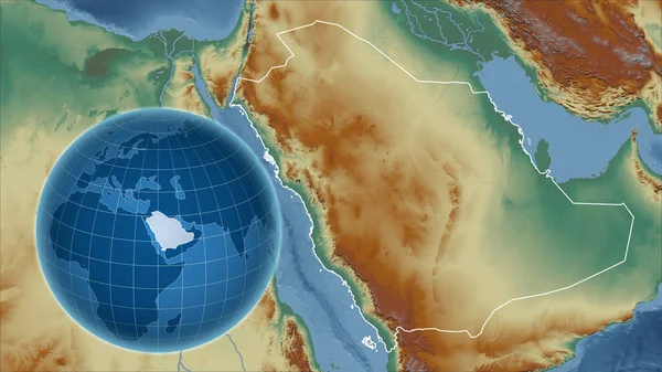 Saudi Arabia Globe Shape Country Zoomed Map Its Outline Isolated ...