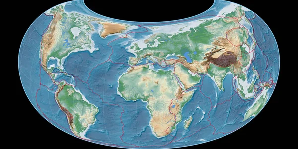 World Map Raisz Armadillo Projection Centered East Longitude Satellite ...