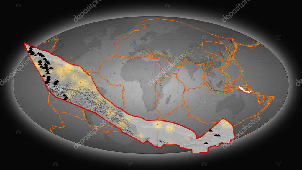 Placa tectónica de alondra de madera extruida y presentada contra el ...