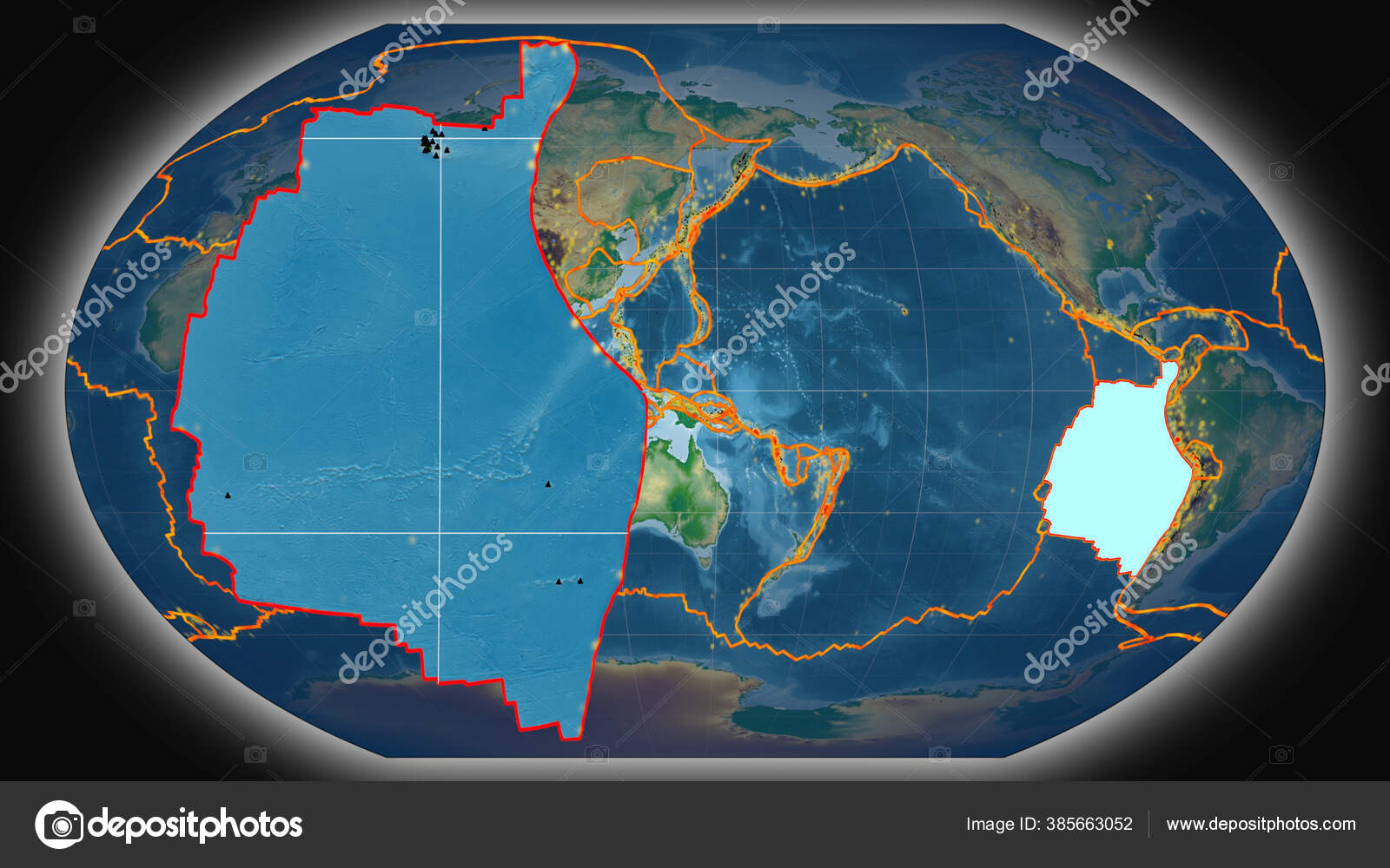 Placa Tectónica Nazca Extruida Presentada Contra Mapa Físico Color ...