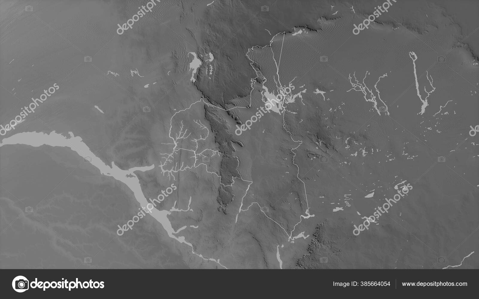 Assaba Region Mauritania Grayscaled Map Lakes Rivers Shape Outlined Its — Stock Photo © Yarr65 ...