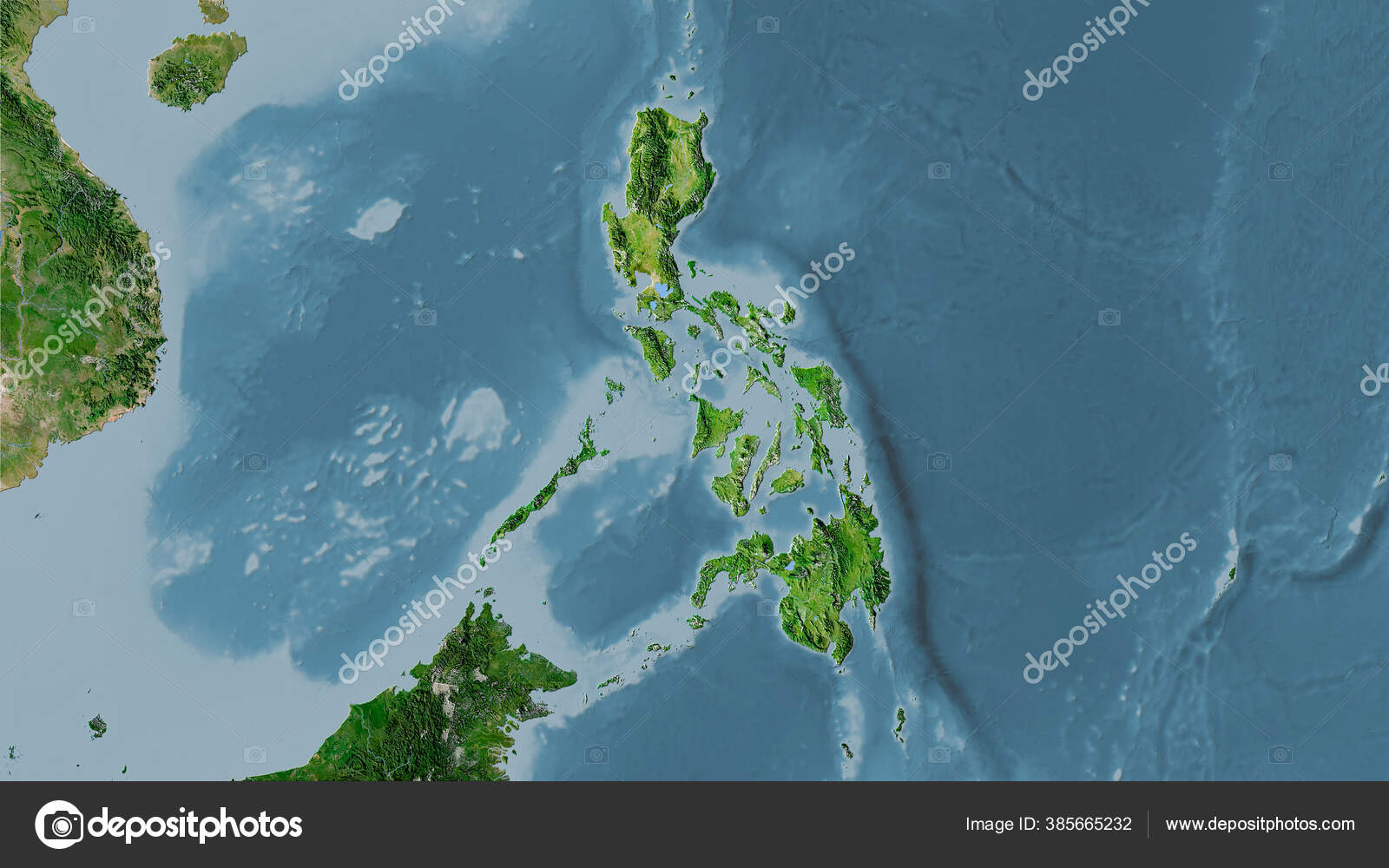 Philippines Area Satellite Map Stereographic Projection Raw Composition ...